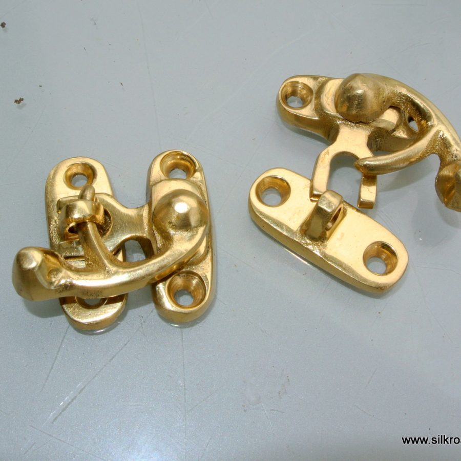 2 Nice tiny small box Latch catch solid brass furniture antiques doors ...