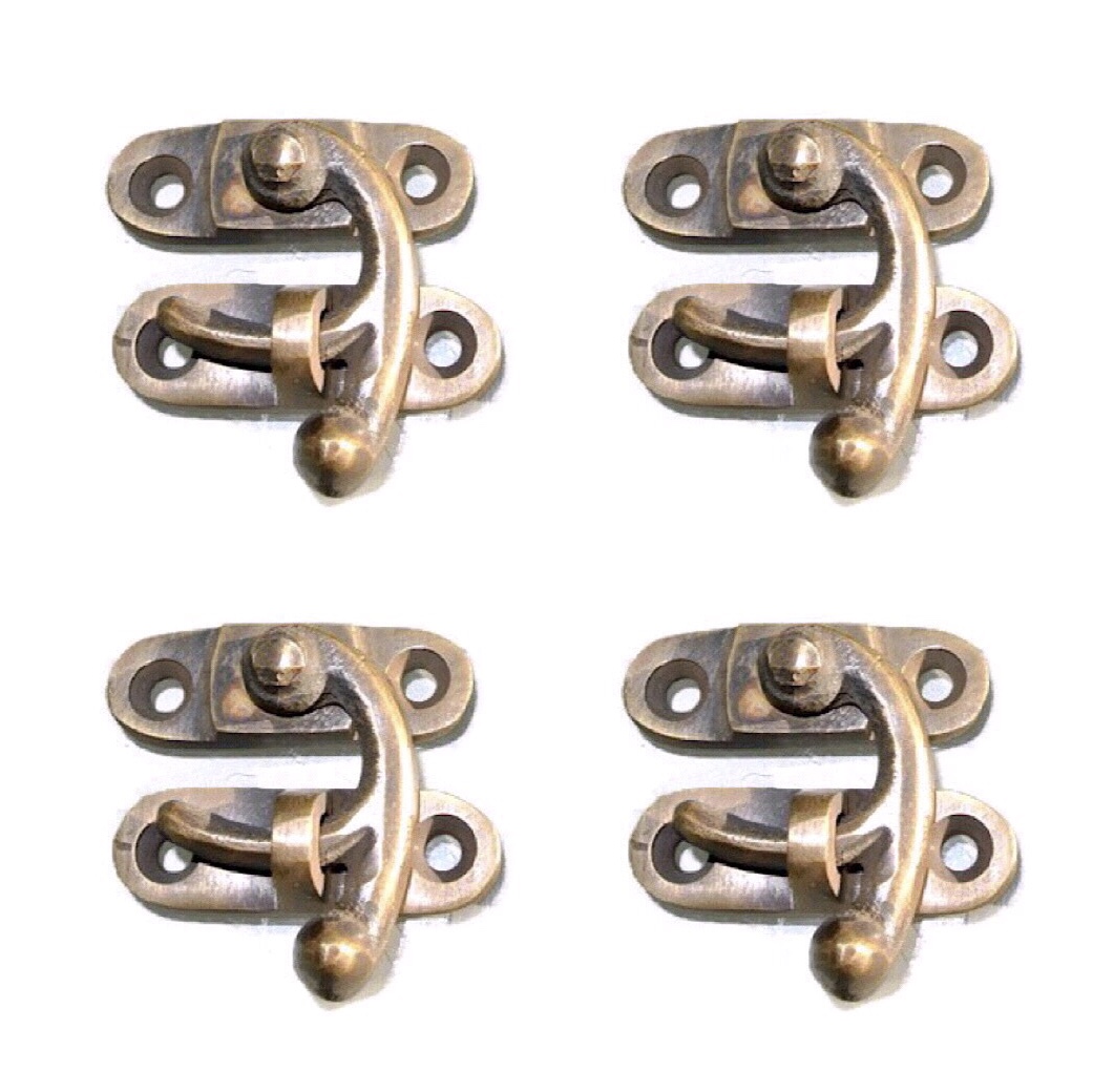 4 heavy Nice tiny small box Latch 40 mm catch solid pure brass aged ...
