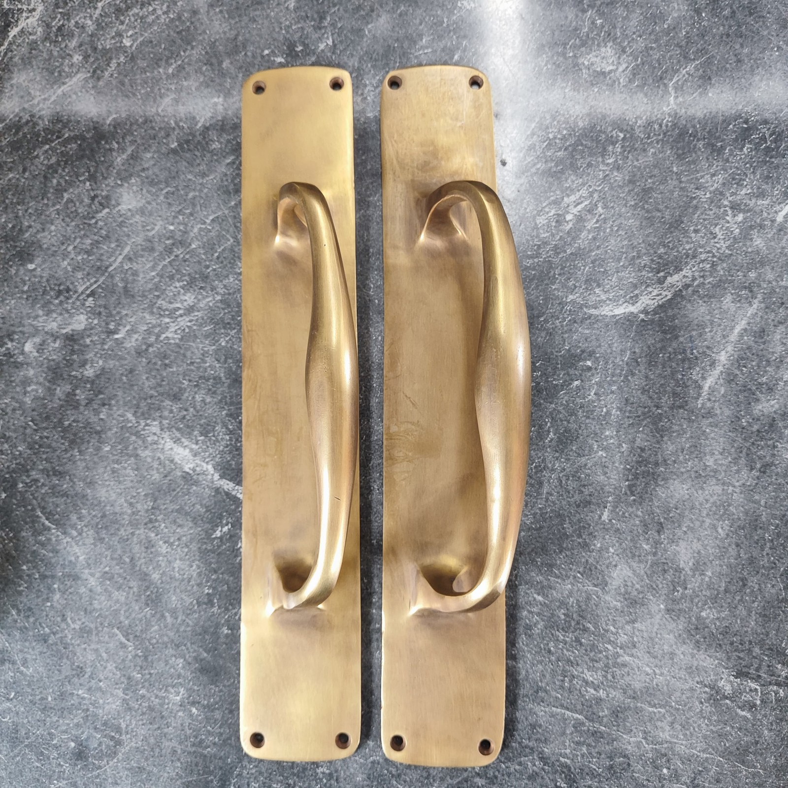 2 large barn DOOR handle PUB grab pulls solid heavy brass 12"inch x 2 ...