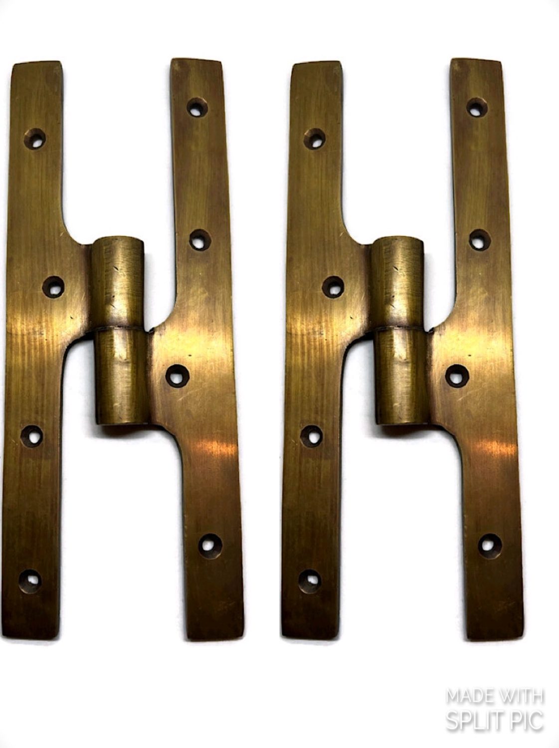 2 large solid brass Large Lift Off Door Box Hinges H shape PAIR Pin ...