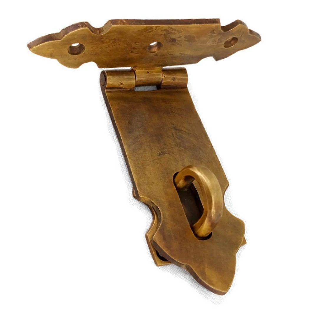 Heavy Solid brass Large 12.7cm Hasp Staple Latch Catch Old Style House ...