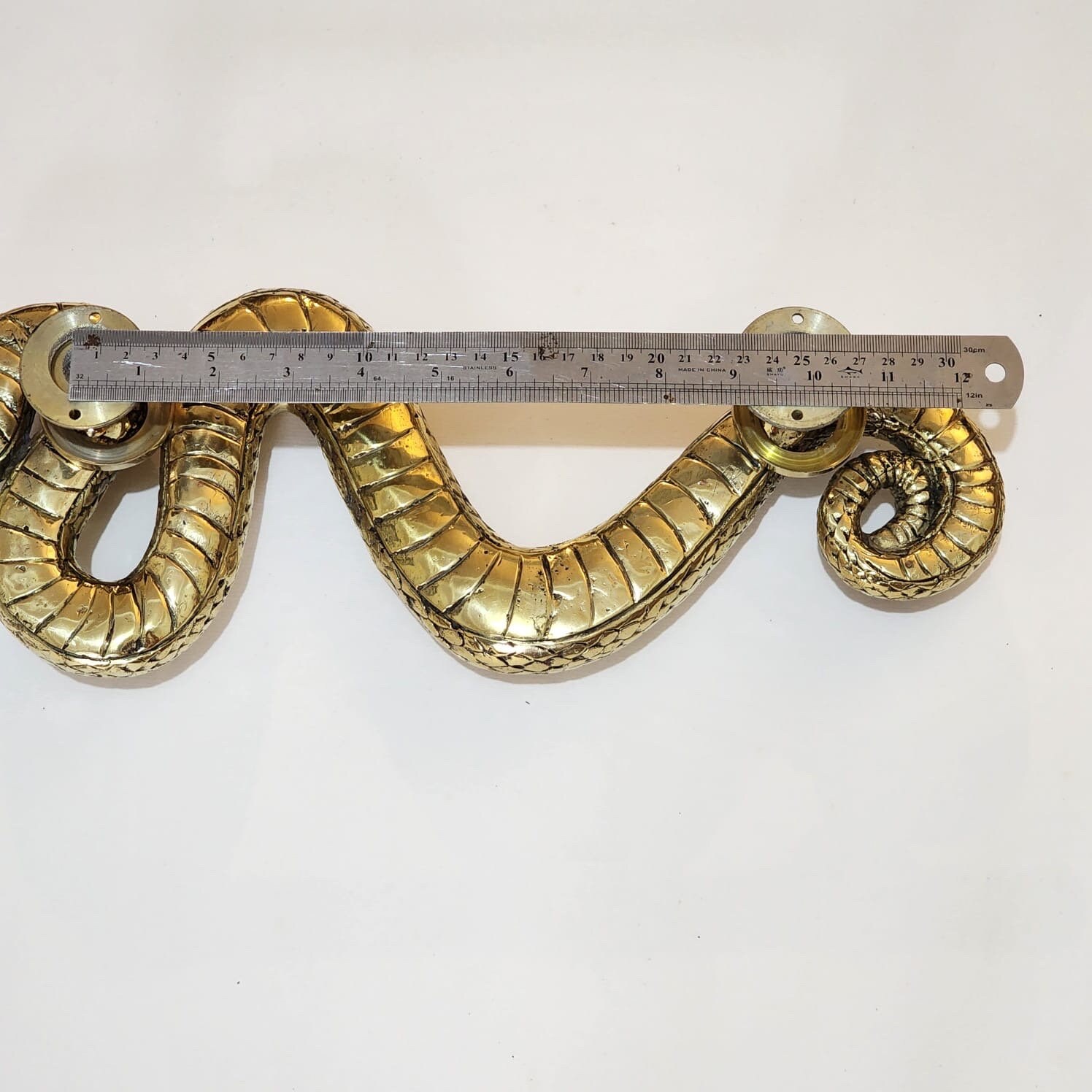 New design 18" inch long Large RATTLE SNAKE hollow brass Rustic hand ...
