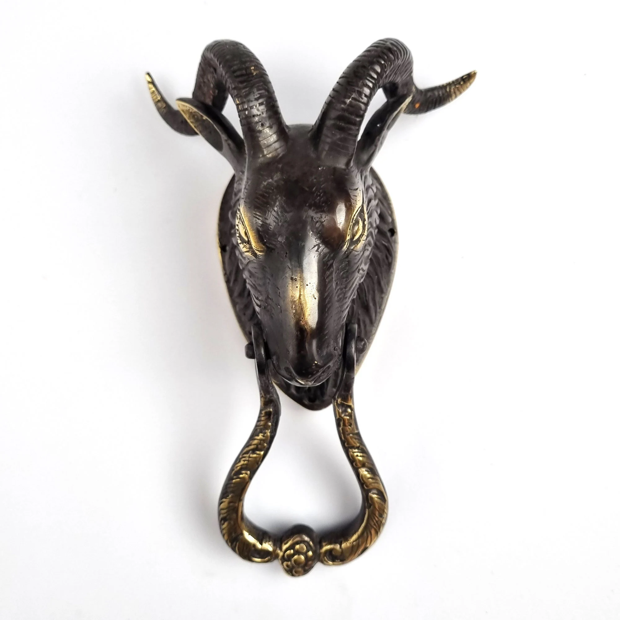 GOAT head front Door Knocker solid brass 10" old style 25 cm heavy ...