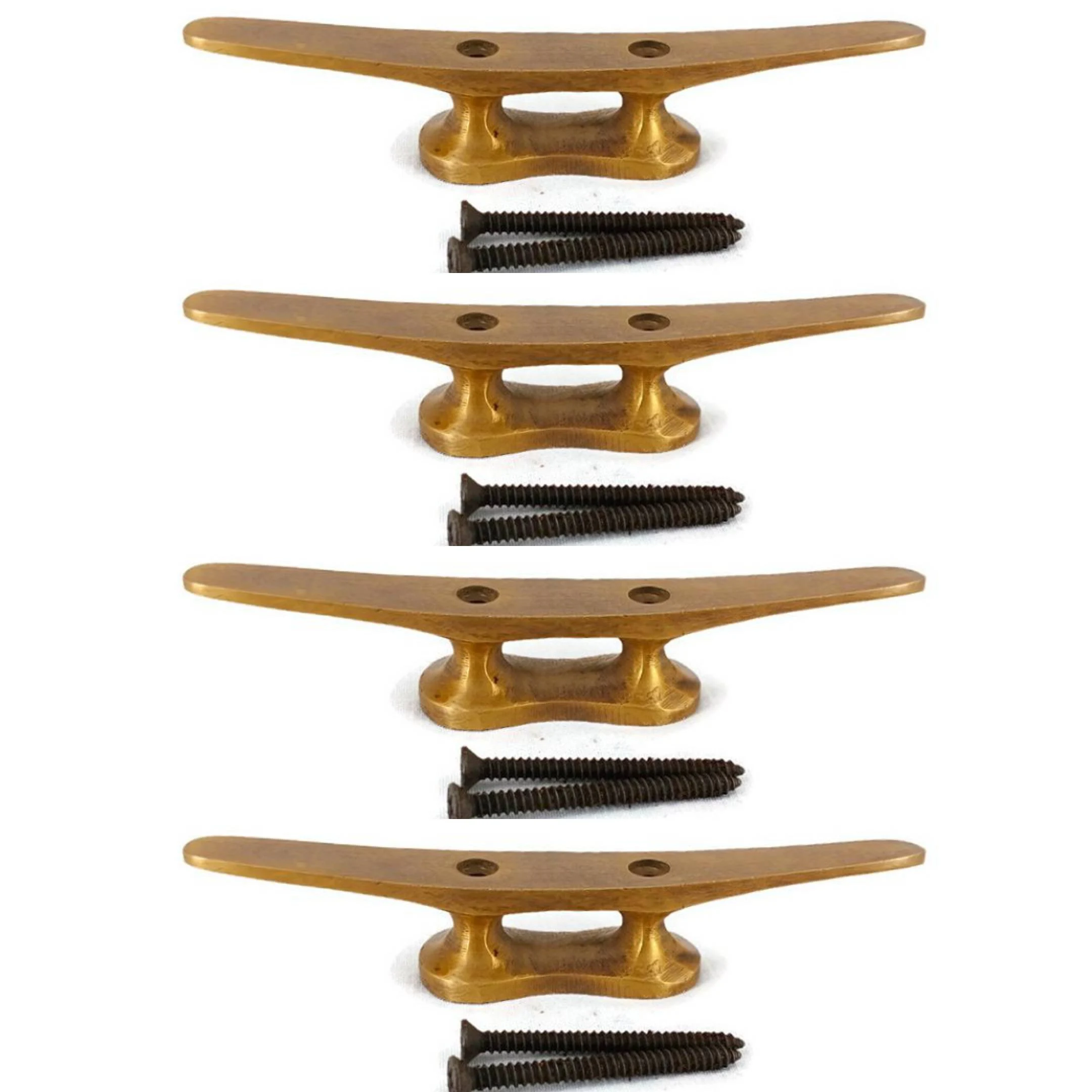 4 solid brass large hand cast 5.1/2" inch Cleat Tie Down Rope Heavy ...