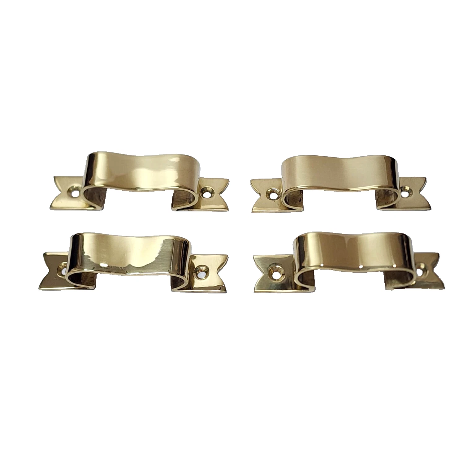 4 Ribbon Style PULL 3.1/2 inch solid Brass Handles Polished Brass ...